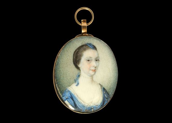 Gervase Spencer | Portrait miniature of a lady in a blue dress with ...