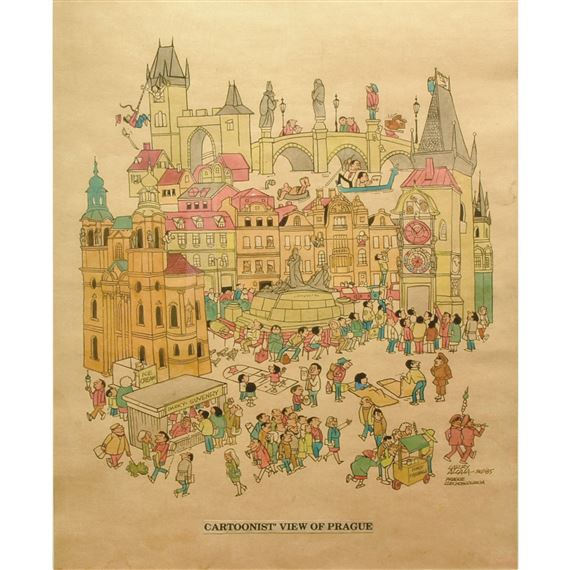 Alcala Larry | Cartoonist View of Prague (1985) | Artwork performance ...