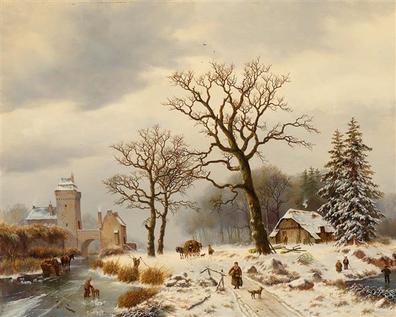 Wouter Janssen | A frozen winter landscape with figures | MutualArt