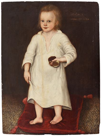 British School, 17th Century | Young boy with box (1624) | MutualArt