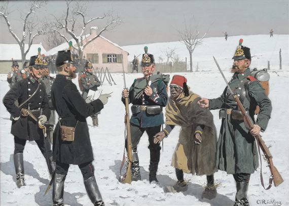 Carl Röchling | Soldaten mit Gefangenen im Winter (1912) | MutualArt