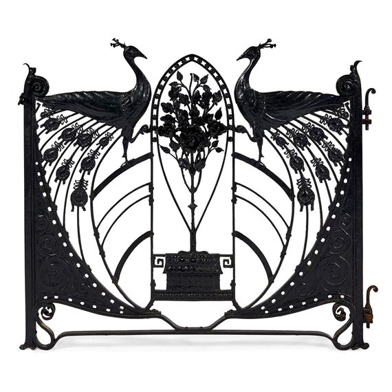 Cyril Colnik | Peacocks and Rose Tree Topiary garden gate | MutualArt