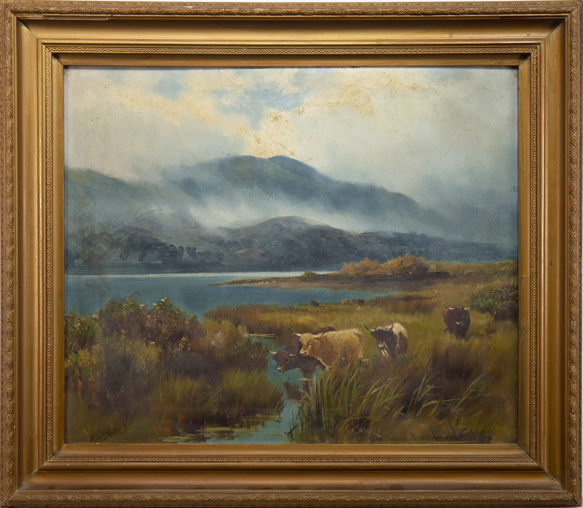 Henry Hadfield Cubley | A PAIR: HIGHLAND CATTLE WATERING | MutualArt