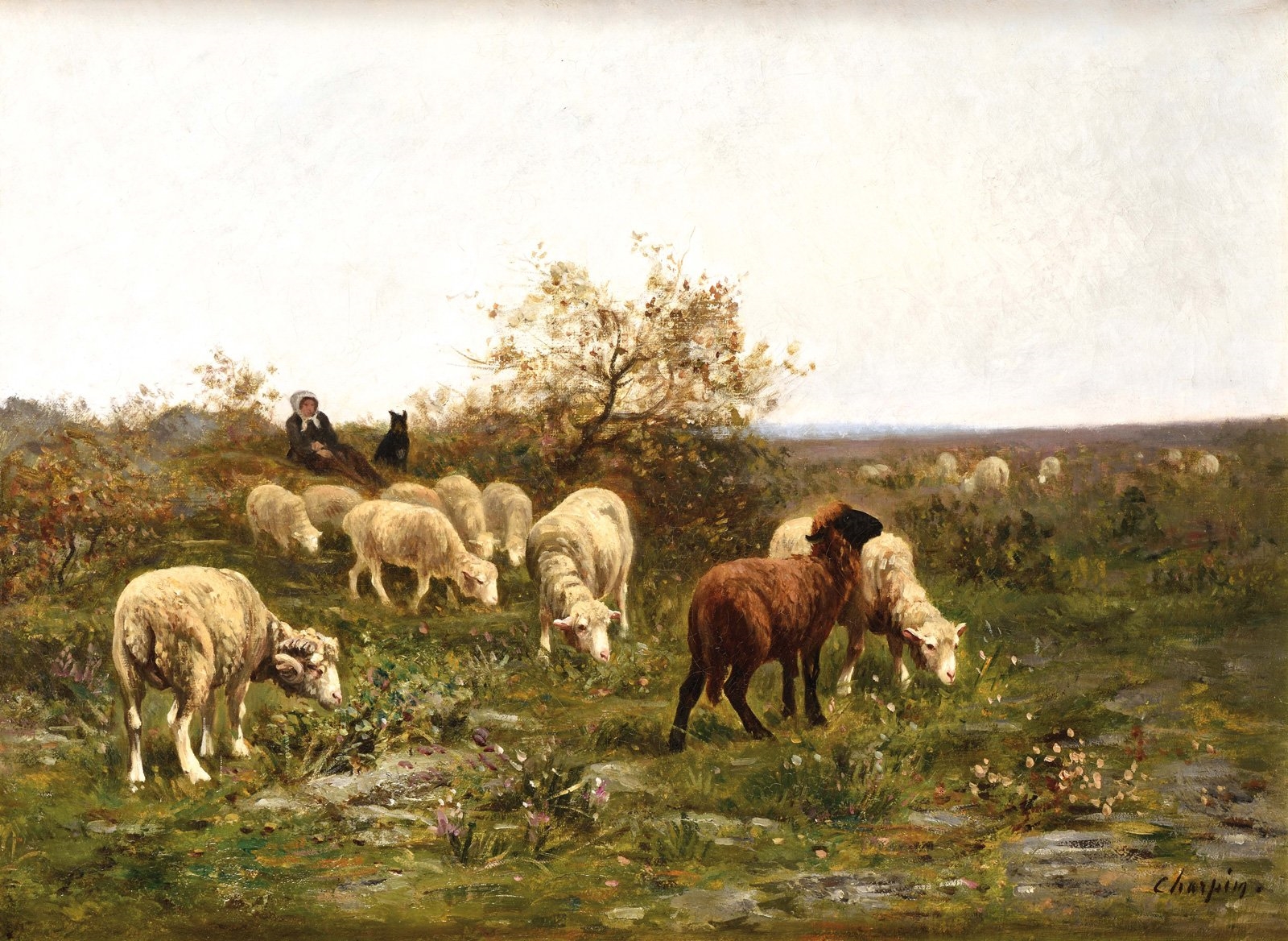 Albert Charpin | Troupeau à Barbizon | MutualArt