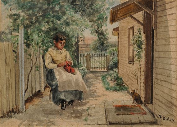 Frank J. Dillon | Untitled (Woman Knitting) (Circa 1950) | MutualArt