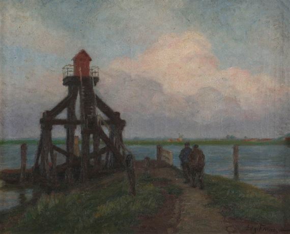 Edgard Farasyn | Personages bij staketsel aan de Schelde | MutualArt