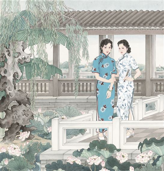 Wang Yiping | Ladies by the Lotus Pond (2018) | MutualArt