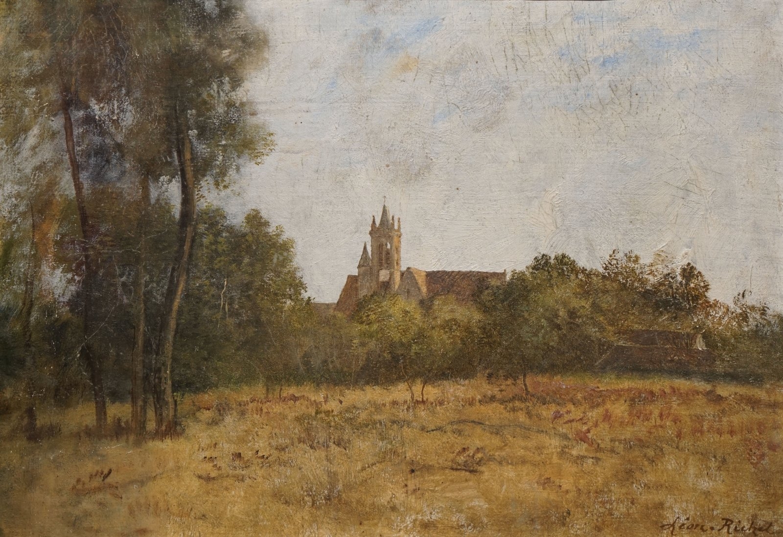Léon Richet | Église derrière le verger | MutualArt