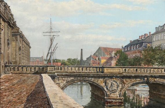 Ole Ring | View from The Marble Bridge in Copenhagen (1948) | MutualArt
