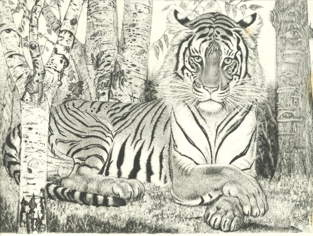 Eduard Wiiralt | Lamav Tiger (Reclining Tiger) (1937) | MutualArt