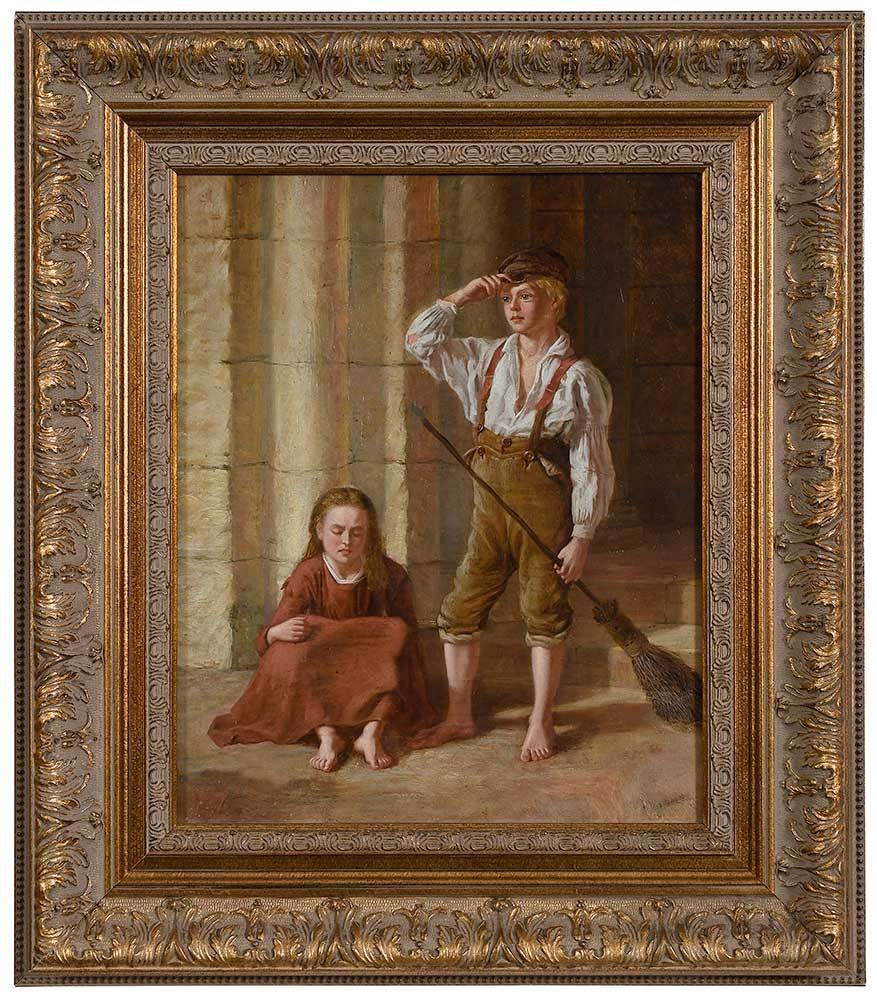 J. S. Dominy | Two Children at a Door Stoop | MutualArt
