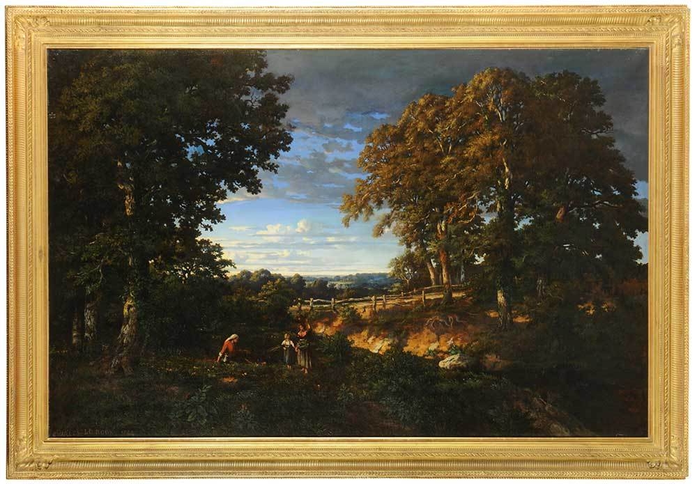 Charles Leroux | Cueilleurs se reposant par une route de campagne (1844 ...