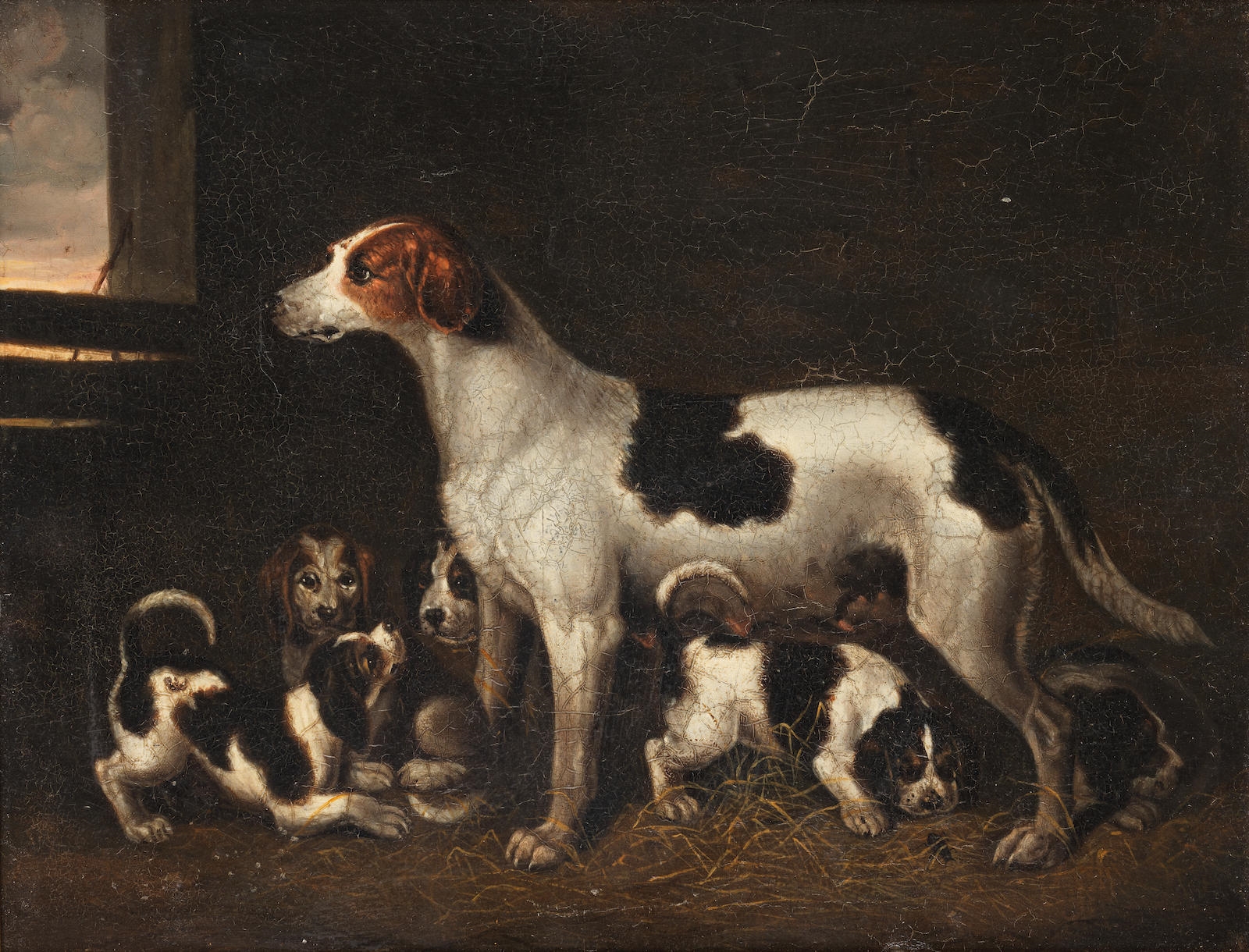 Samuel Raven | A hound with her puppies | MutualArt