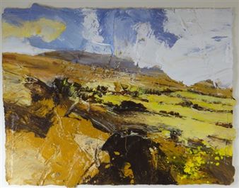 Tress David | Expansive Landscape with Tree, Hedges and Stone Wall ...