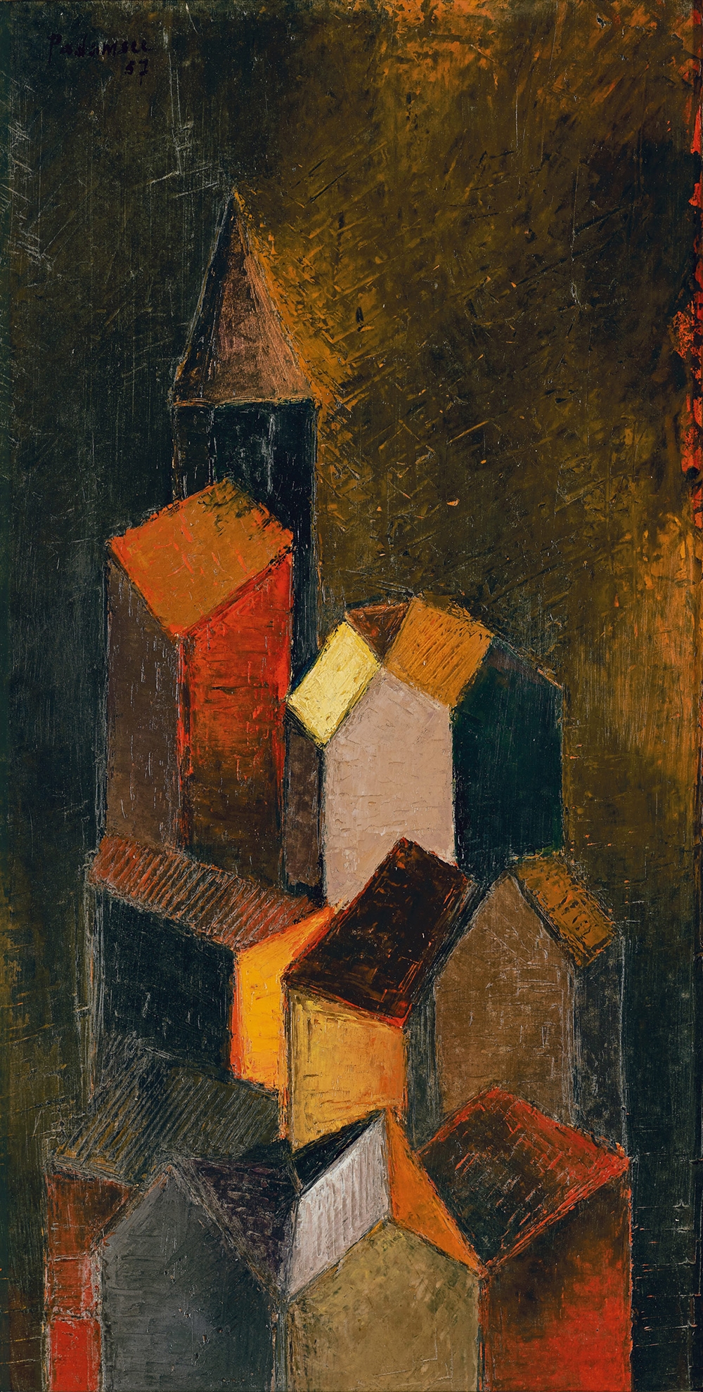 Akbar Padamsee | Untitled - Cityscape (1957) | MutualArt