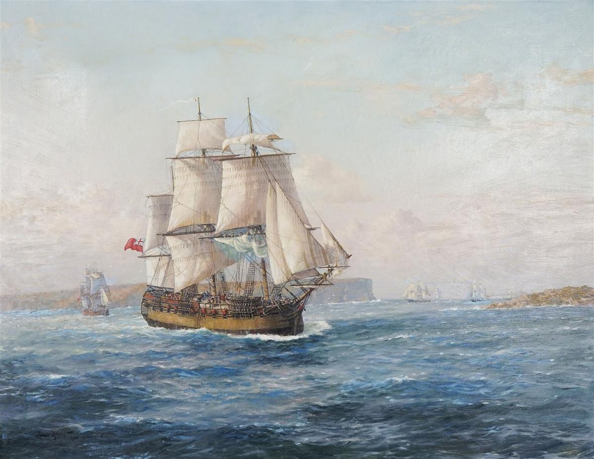 John Charles Allcot | HMS Sirius, flagship of the First Fleet entering ...