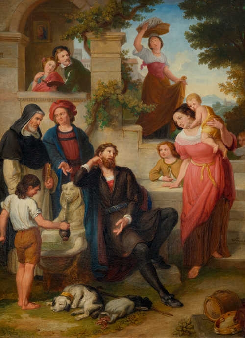 Johann Michael Wittmer | Resting by a Water Fountain: with a Self ...