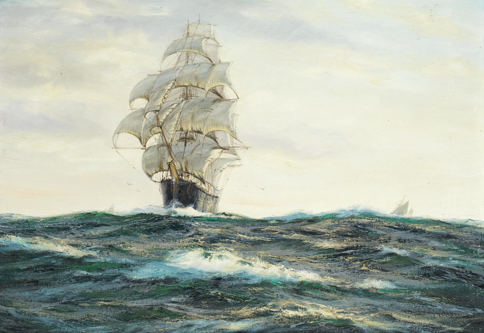 Henry Scott | The clipper ship Ben Nevis in heavy seas; Night crossing ...