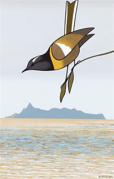 Don Binney | Bellbird over Great Barrier Island (1983) | MutualArt