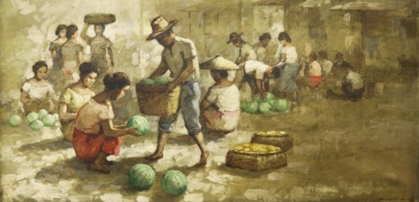 Crispin Villafuerte Lopez | Market Scene (1968) | MutualArt