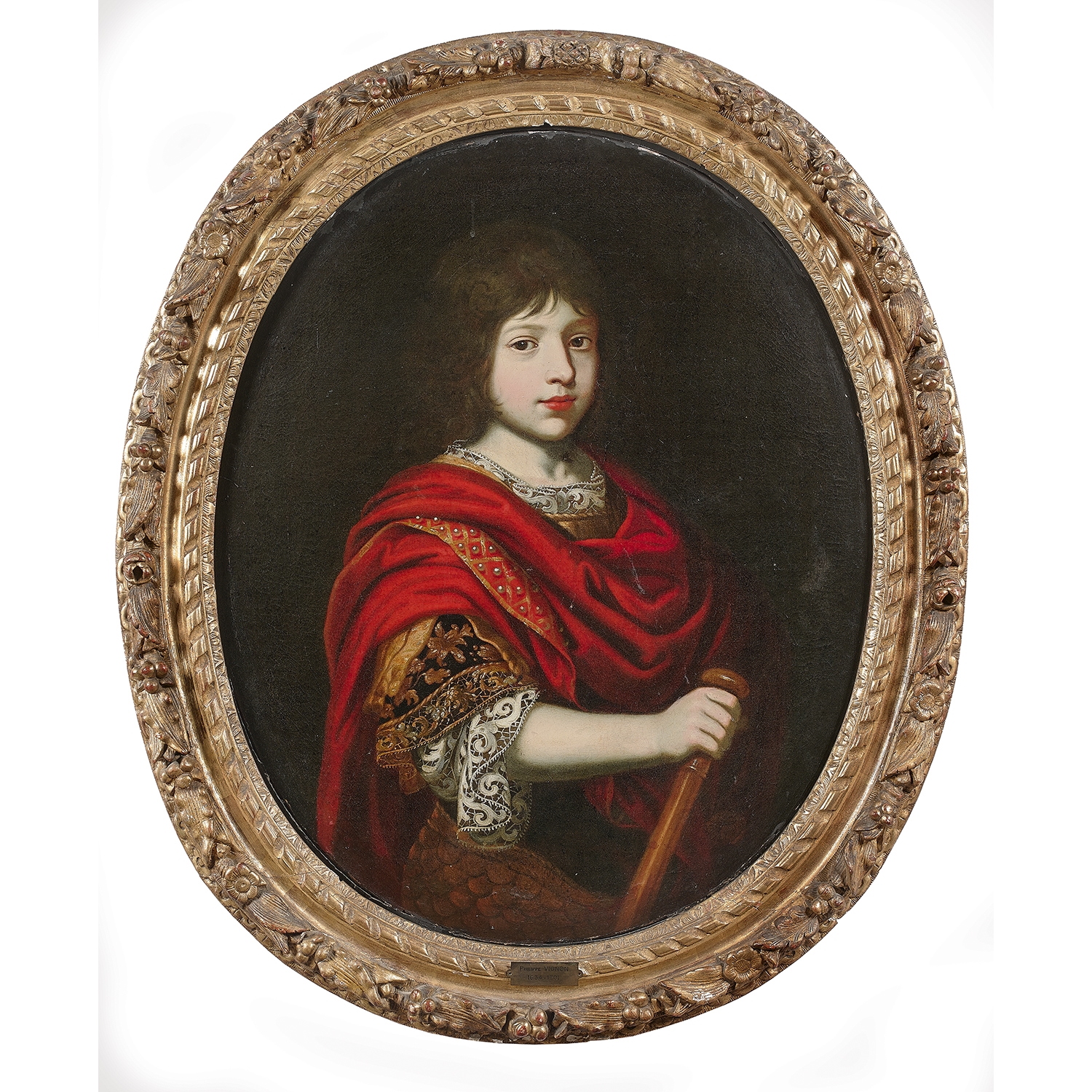Philippe Vignon | Portrait de jeune homme au drapé rouge | MutualArt