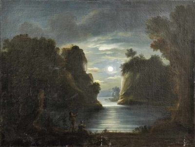 Johann Georg Primavesi | Paar in einer Felsenbucht im Vollmondlicht ...