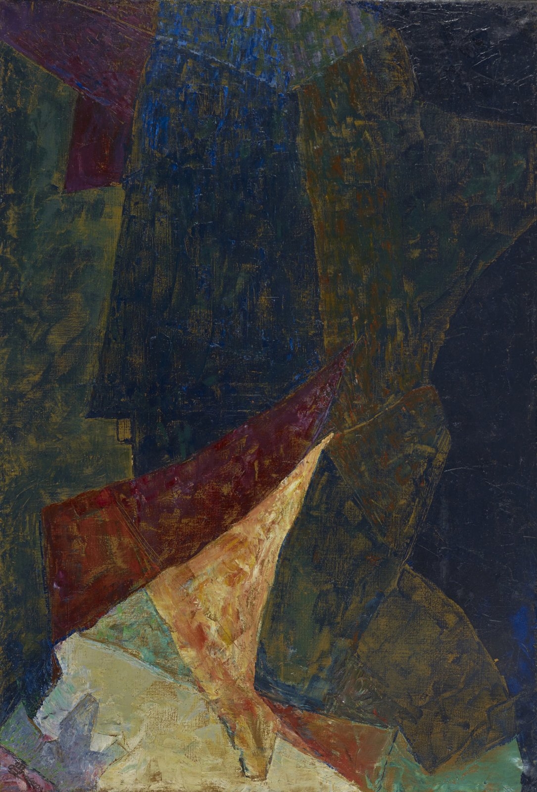 Joseph Lacasse | Composition abstraite en rouge, orange et jaune ...