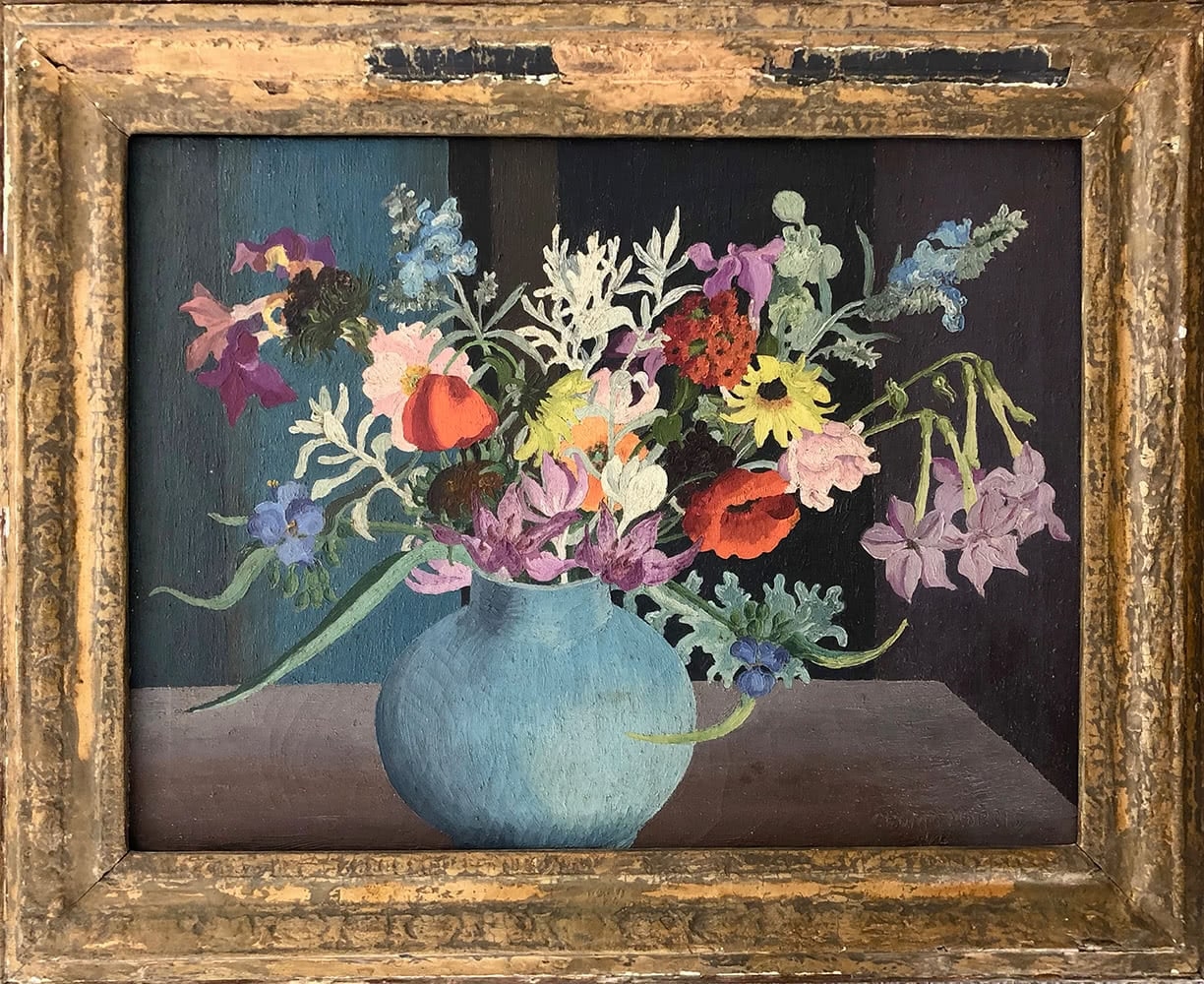 Sir Cedric Morris | Flowers in a Blue Vase (1942) | MutualArt