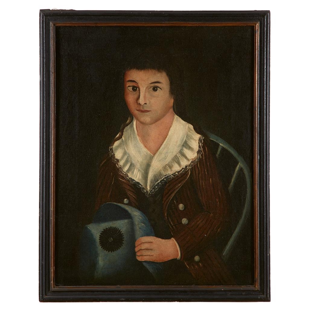 The Beardsley Limner | Seated boy with a blue hat | MutualArt