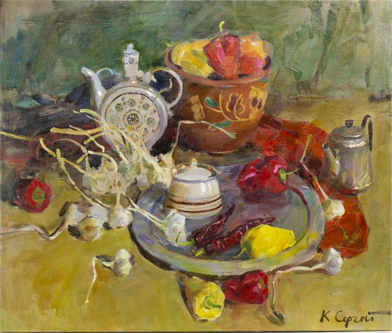 Sergey Kovalenko | STILL LIFE WITH DAFFODILS AND FRUIT (2017) | MutualArt