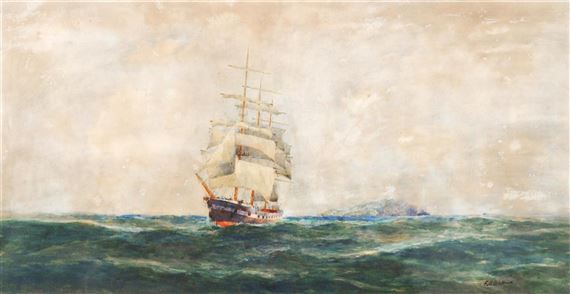Frederick James Elliot | Tall Ship Outside Sydney Heads (Circa 1900 ...