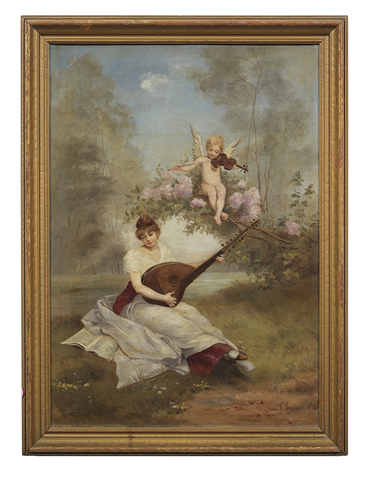 Franz Lefler | Young Maiden and Cupid with Musical Instruments : Young ...