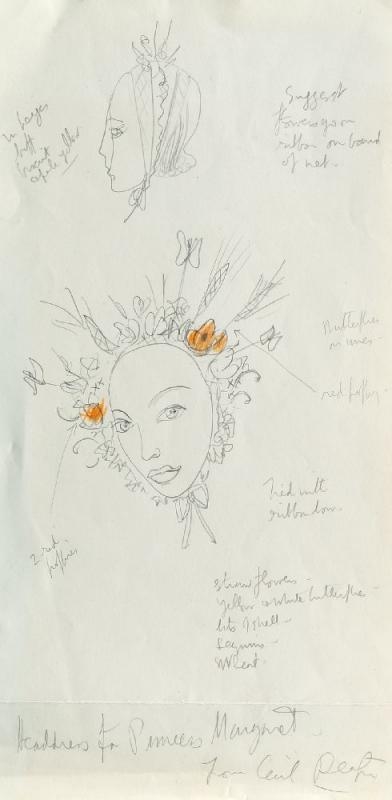 Cecil Beaton | Sketch of a headdress for Princess Margaret | MutualArt