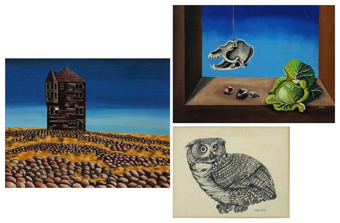 Edward Lupper | 3 works: Surrealist Shells with Cabbage, Hotel on a ...