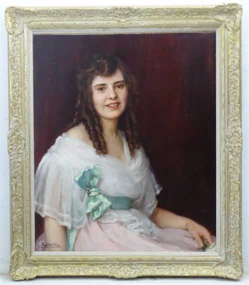 Maud Hall Neale | Portrait of Lady Horsham with ringlets | MutualArt