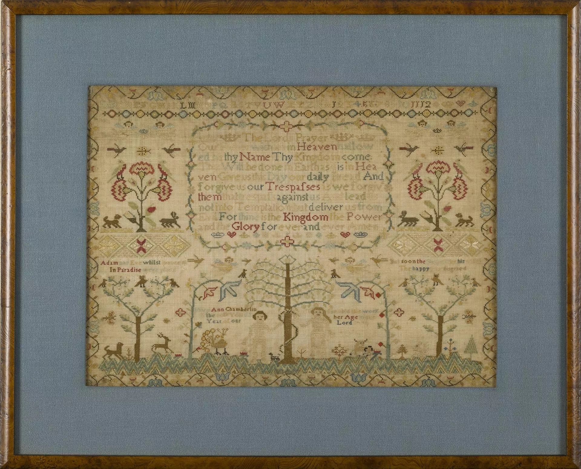 Mary Ann Chamberlin | ADAM AND EVE SCHOOLGIRL SAMPLER | MutualArt