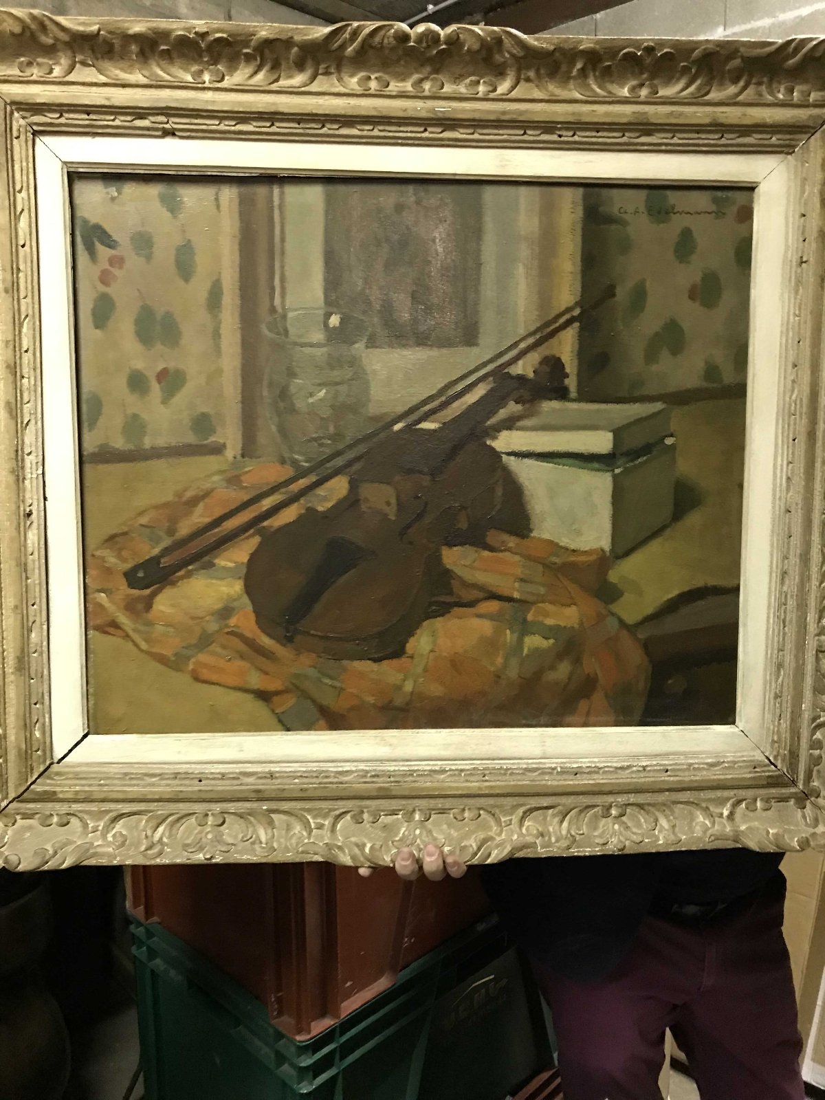 Charles Auguste Edelmann | Nature morte au violon | MutualArt