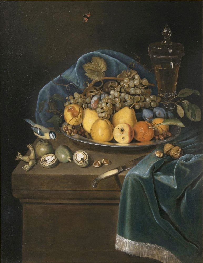 Jacob Samuel Beck | Still Life with Fruits, a Goblet and a Blue Tit on ...