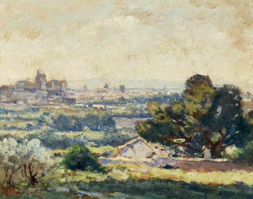 Paul Surtel | Paysage de campagne avec une ville | MutualArt