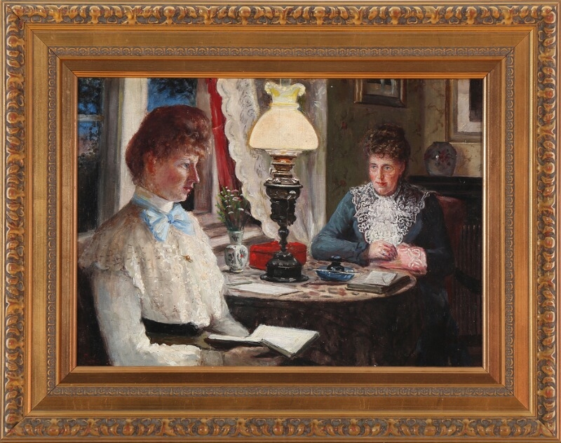 Carl Christian Edward Otto Carlsen | Interior with two women in the ...
