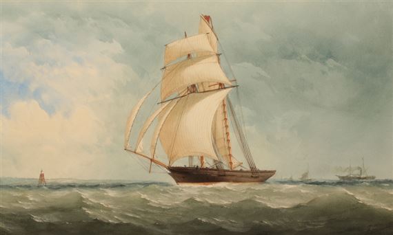 Charles Taylor, Jr. | A schooner in full sail (Circa 1880) | MutualArt