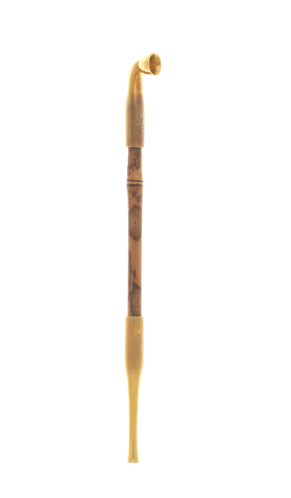 Unno Shomin | A gold and bamboo kiseru (pipe) | MutualArt