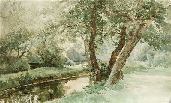 Auguste Allonge | Landscape with river | MutualArt