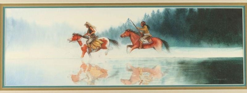 Mark Silversmith | Untitled depicting Native Americans on horseback ...