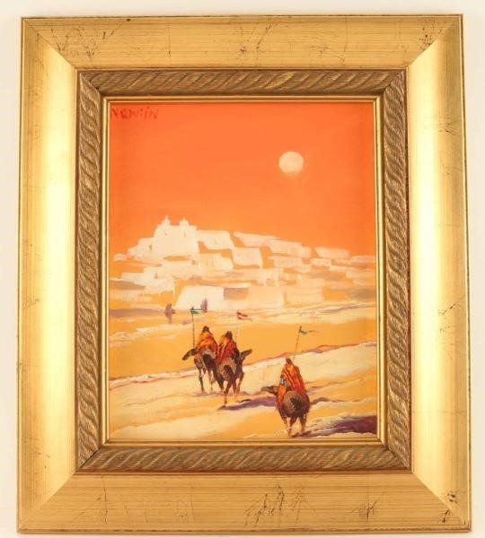 Bruce Carlton Nowlin | Untitled depicting Indians on horseback in ...