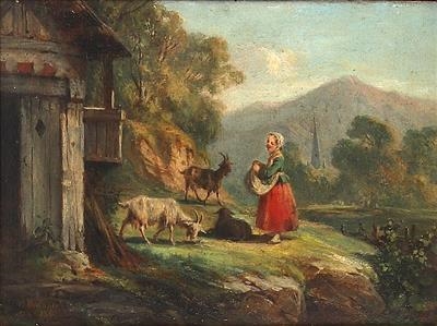 Hans Brunner | Ziegenhirtin (1867) | MutualArt