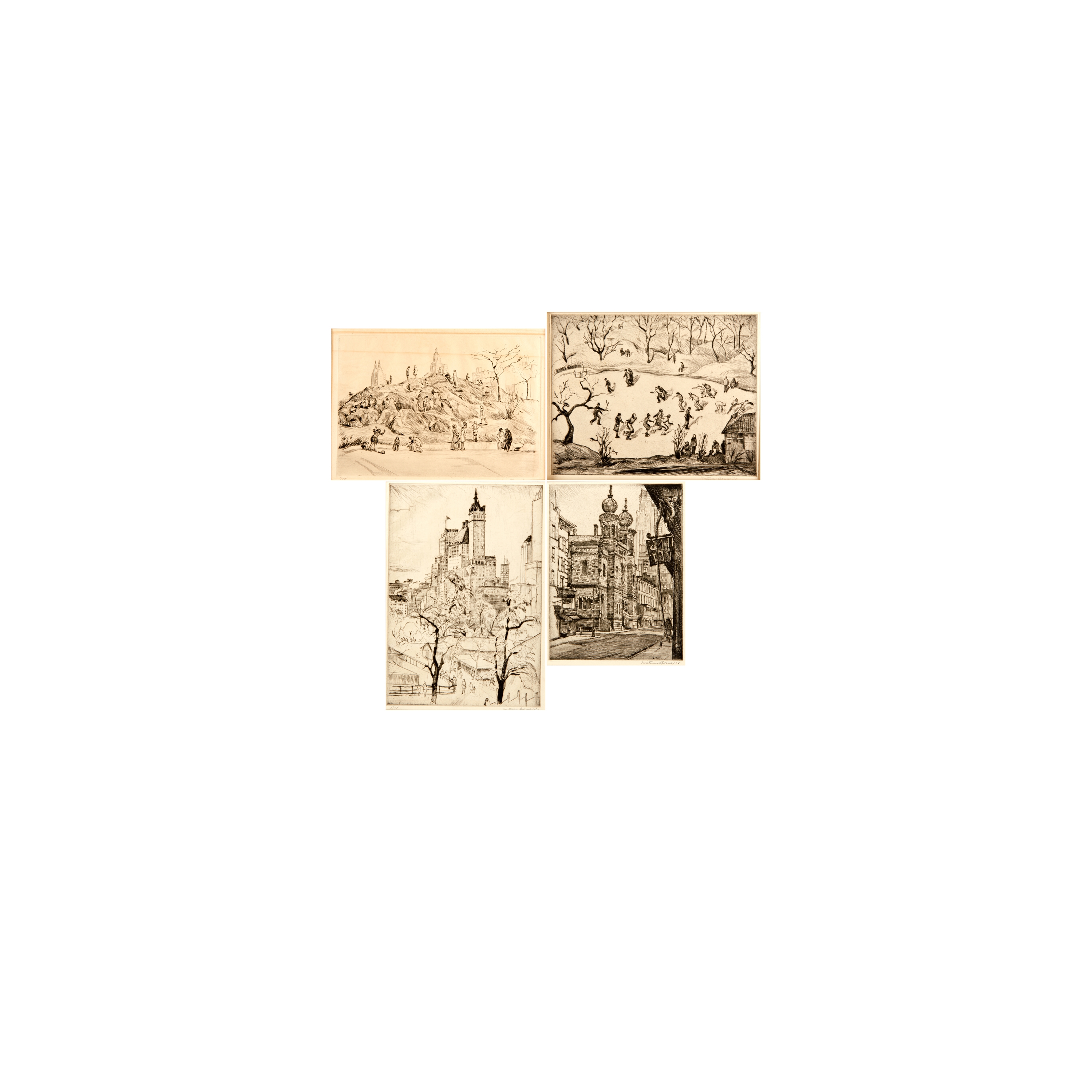 Mortimer Borne | Four works: The Anthill, Central Park, Skaters ...