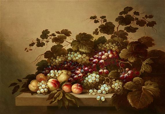 Roelof Koets | Still Life with Grapes and Peaches (1640) | MutualArt