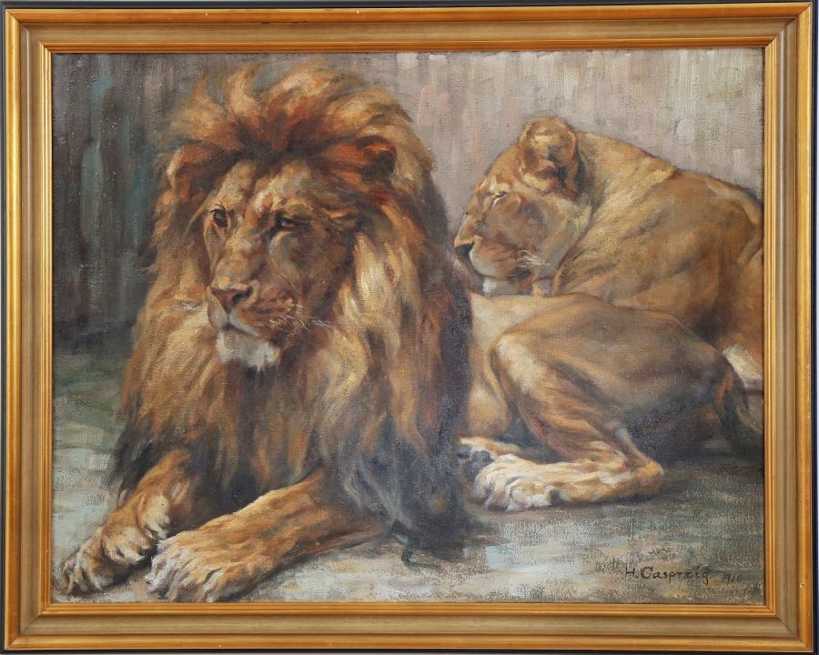 Hedwig Casprzig | Zwei liegende Löwen (1910) | MutualArt