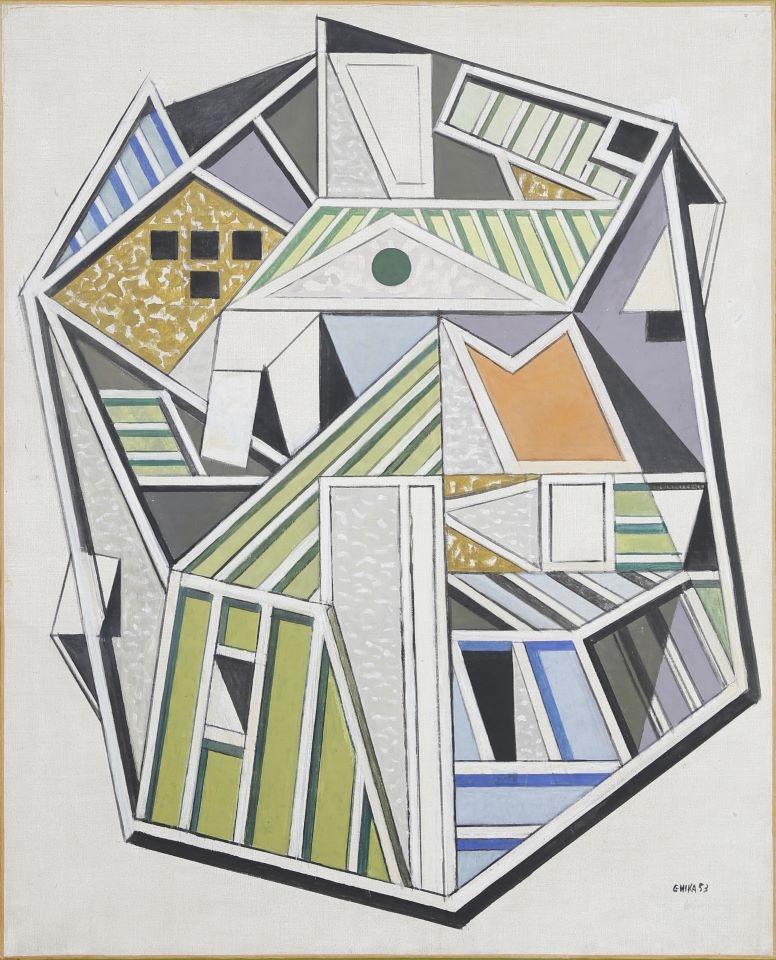 Nikos Hadjikyriakos-Ghika | Composition hexagonale ou maisons sur fond ...
